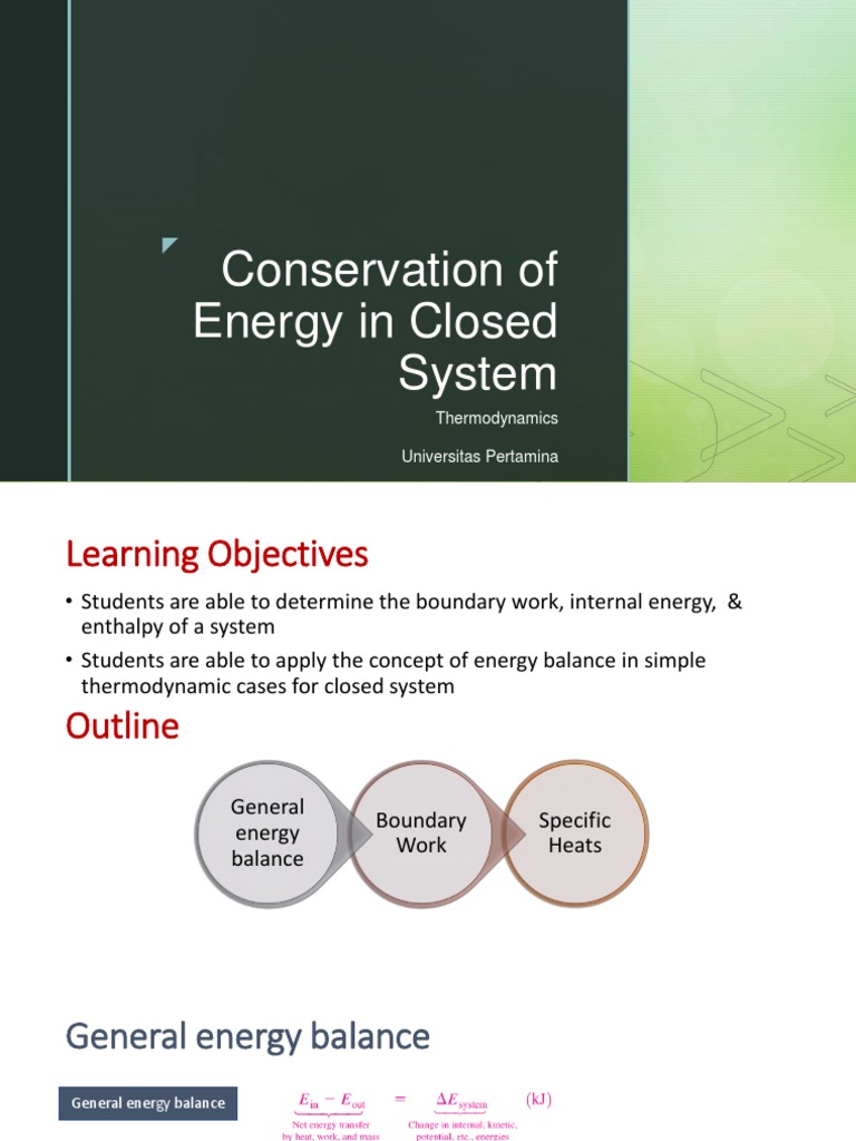 3 - Conservation of Energy in Closed System | PDF | Heat Capacity | Heat