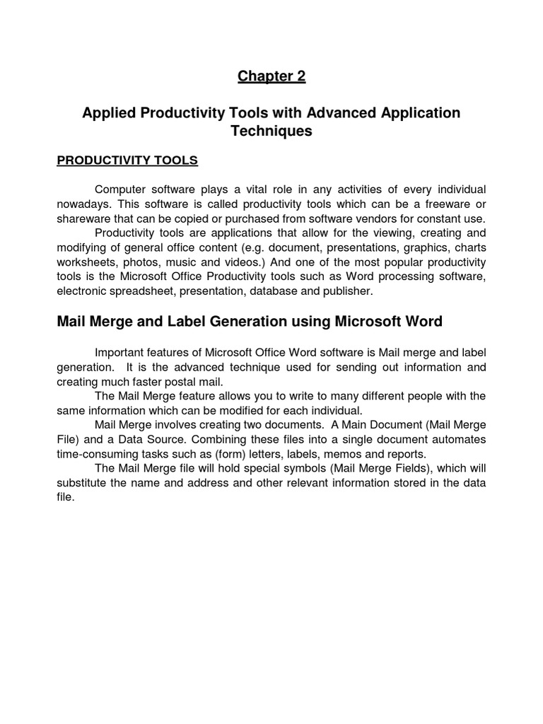 Applied Productivity Tools With Advanced Application Techniques ...