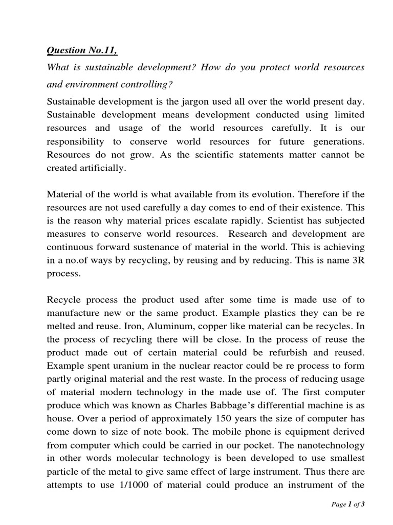 Example - Sustainable Development | PDF | Energy Development | Human ...