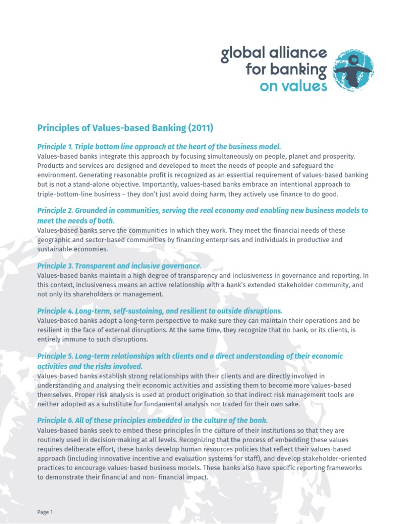 Banking Value Principles | PDF | Governance | Banks