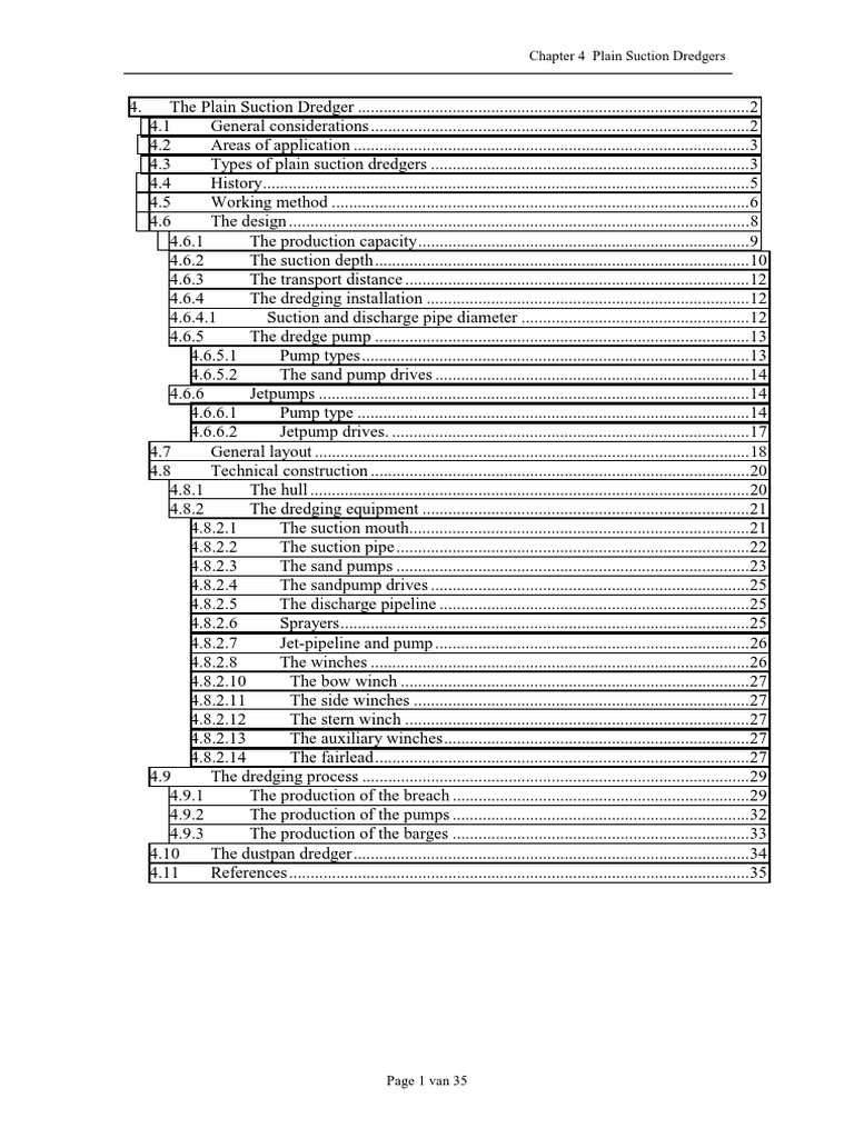 Chapter 4 Plain Suction Dredgers | PDF | Dredging | Pump