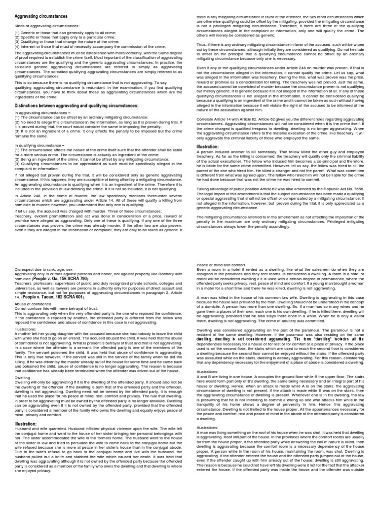 Aggravating Circumstances | PDF | Sentence (Law) | Crime & Violence