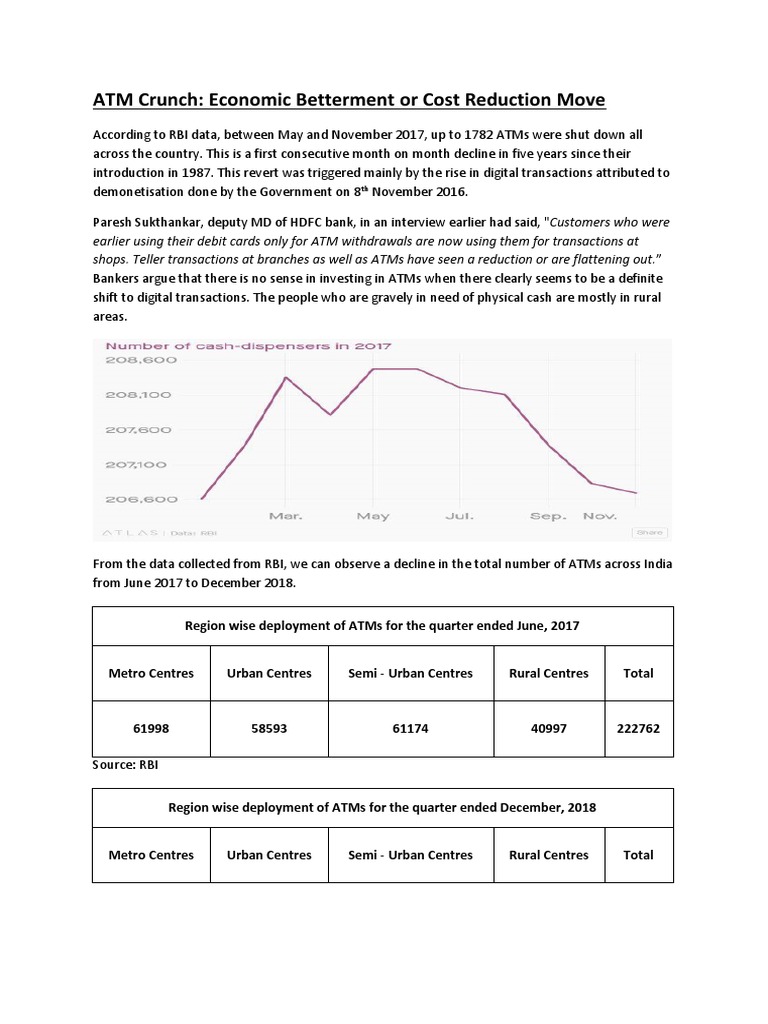Decline of ATMs in India Post-Demonetization | PDF | Automated Teller ...