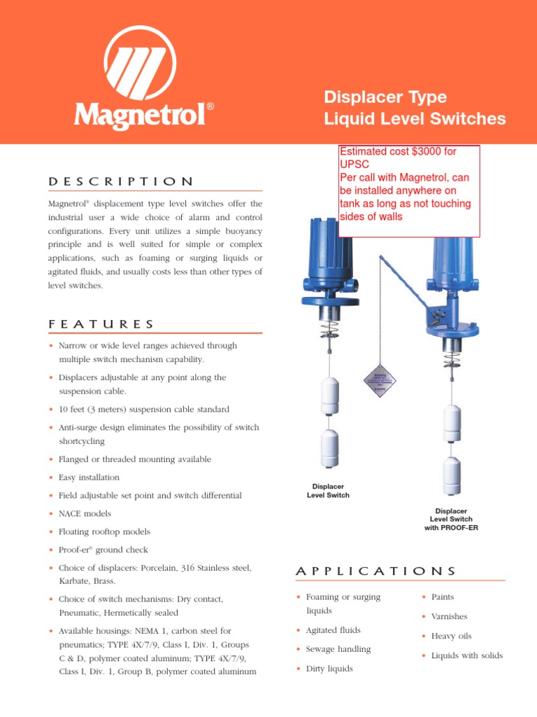 Magnetrol 45-115 PDF | PDF | Switch | Buoyancy