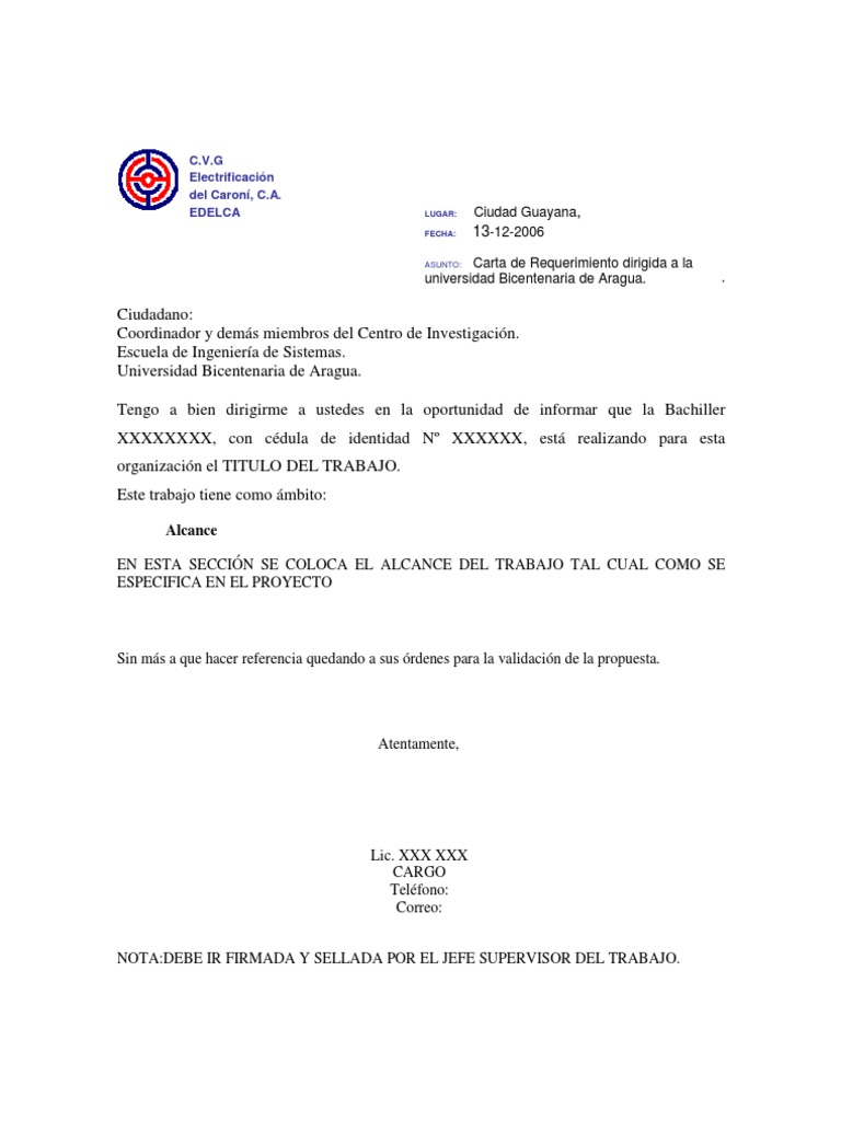 Carta de Requerimiento | PDF