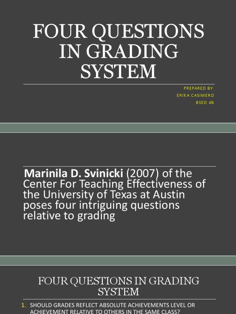 Four Questions in Grading System | PDF | Teaching | Applied Psychology