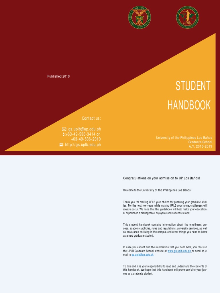 Student Handbook (07272018) | PDF | Thesis | Doctor Of Philosophy