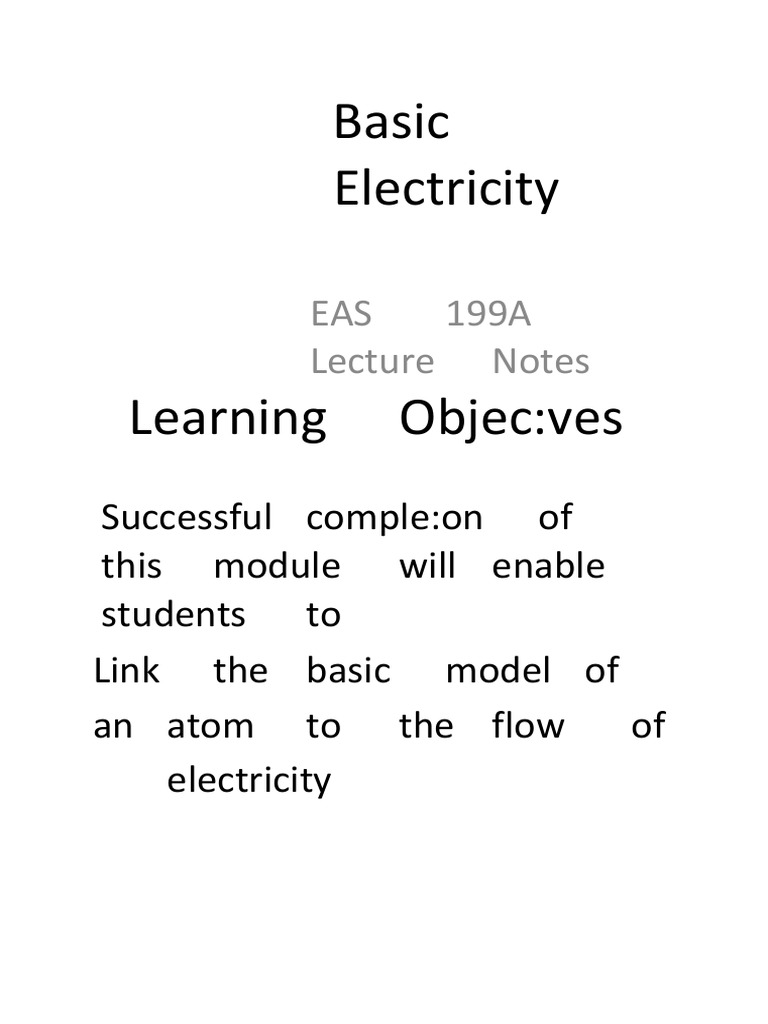 Basic Electricity Page 1 | PDF