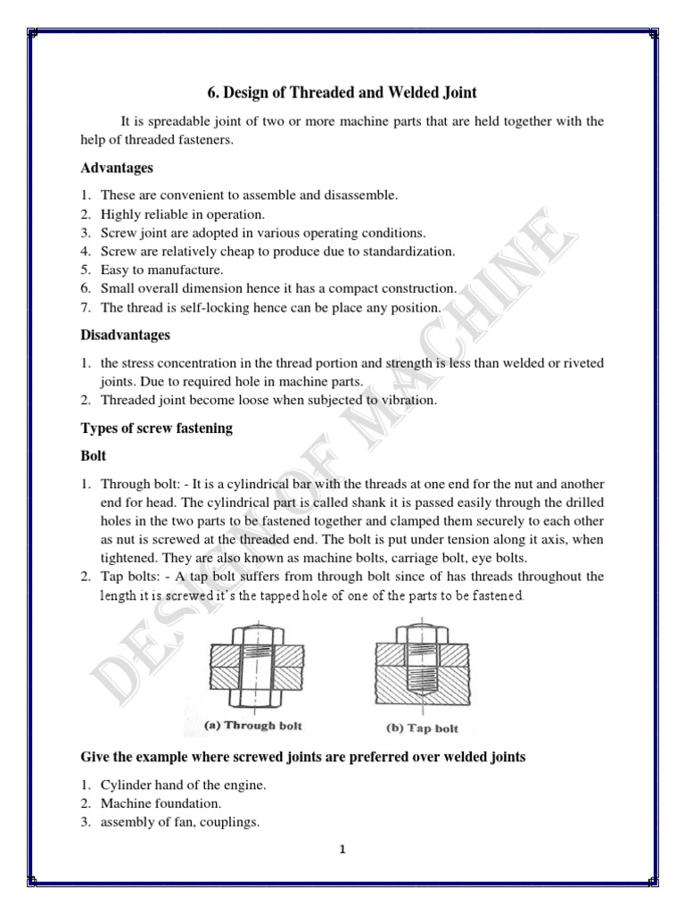 Design of Threaded and Welded Joint | PDF | Screw | Nut (Hardware)