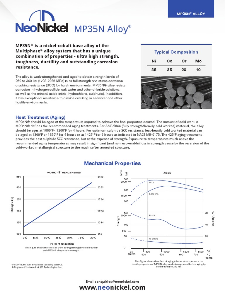 MP35N Data Sheet PDF | PDF | Sulfide | Strength Of Materials