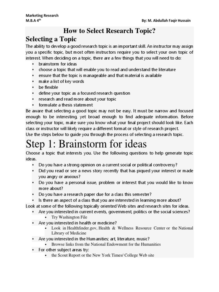 How To Select Research Topic Process Stages | PDF | Thesis | World Wide Web