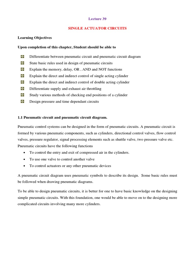 MODULE 5 Pneumatic Control Circuits PDF | PDF | Valve | Throttle