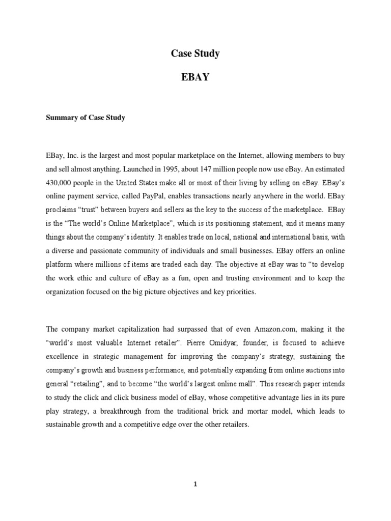 Case Study Ebay | PDF | E Bay | Pricing