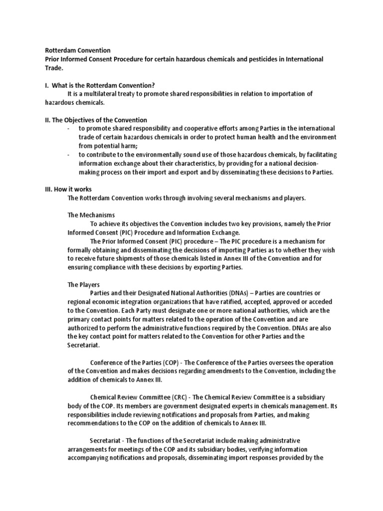 Rotterdam Convention Overview and PIC Procedure | PDF | Treaty | Justice