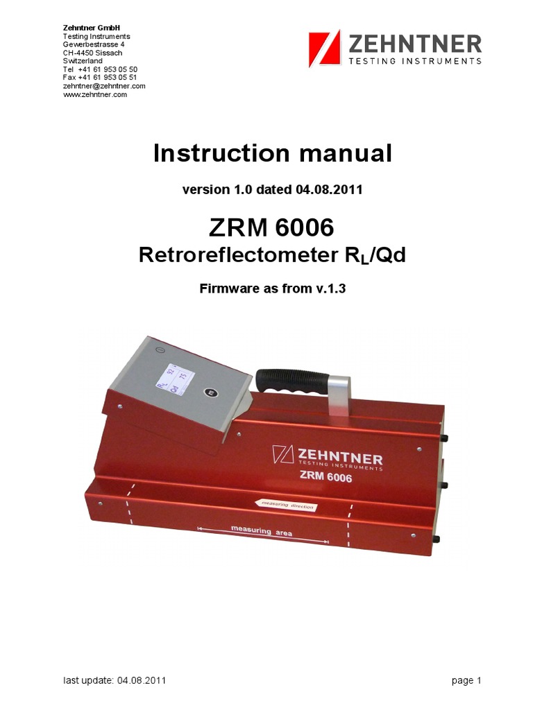 Manual ZRM 6006 en v1.0 | PDF | Calibration | Safety