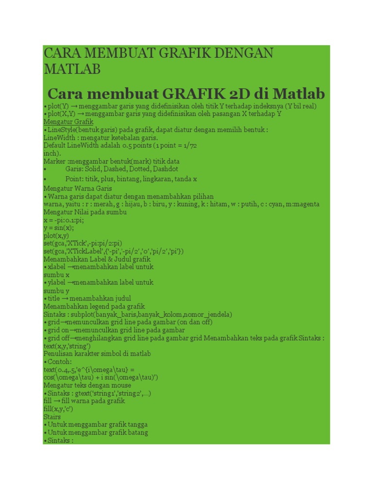 Cara Membuat Grafik Dengan Matlab | PDF