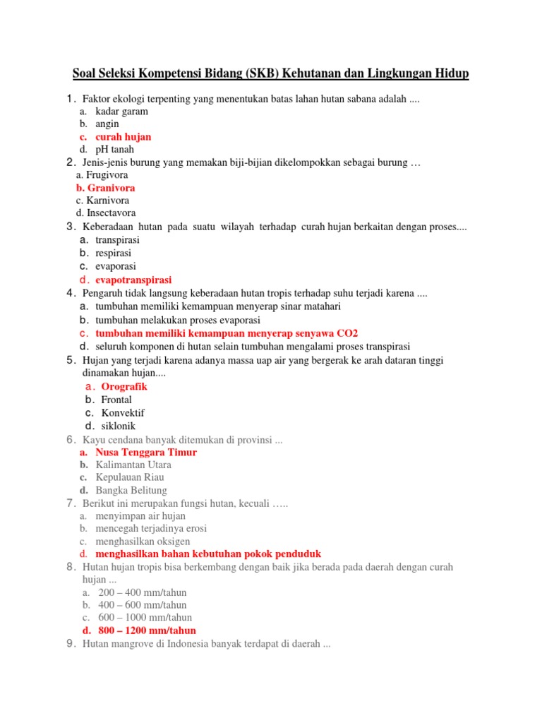 SKB KLH (Kehutanan Dan Lingkungan Hidup) PDF | PDF