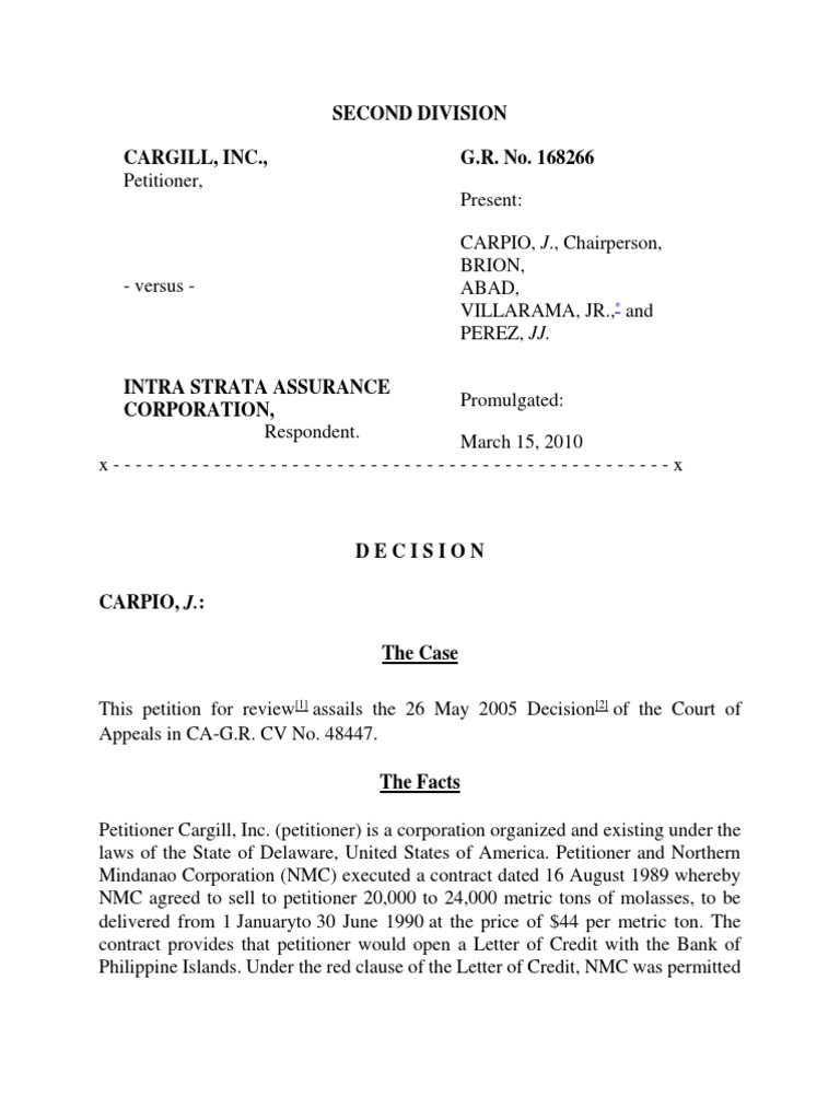 Cargill Vs Intra Strata | PDF | Letter Of Credit | Surety Bond
