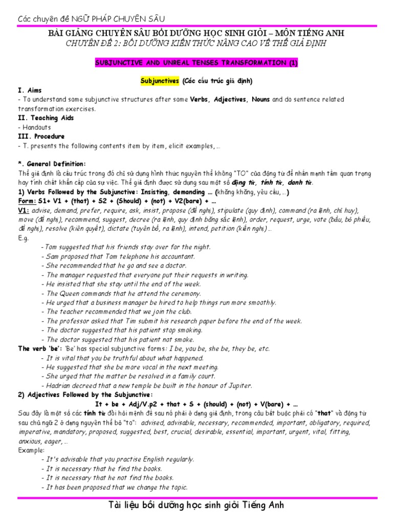 02 - Subjunctives - KTCS BD HSG TA | PDF