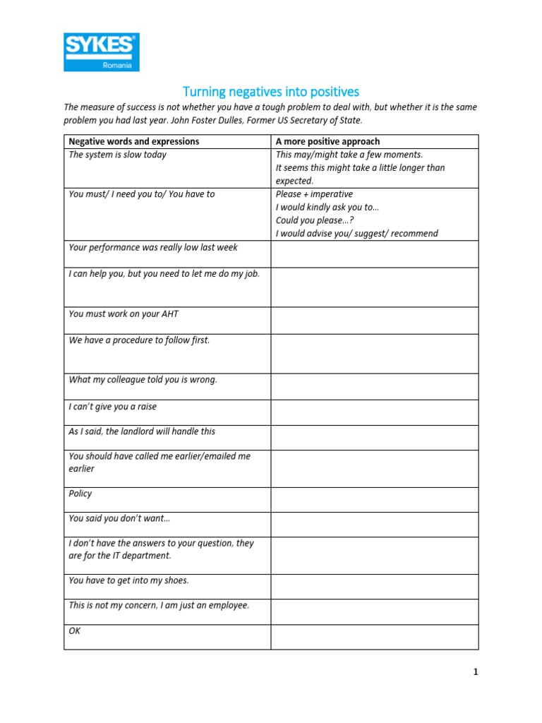 Turning Negatives Into Positives | PDF