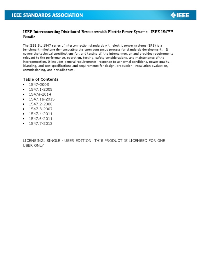 IEEE Interconnecting Distributed Resources With Electric Power Systems ...