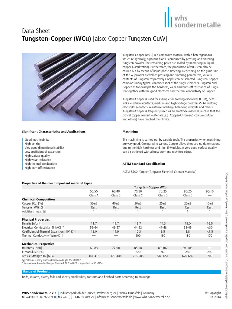 WCu Tungsten-Copper Web | PDF | Materials | Electricity