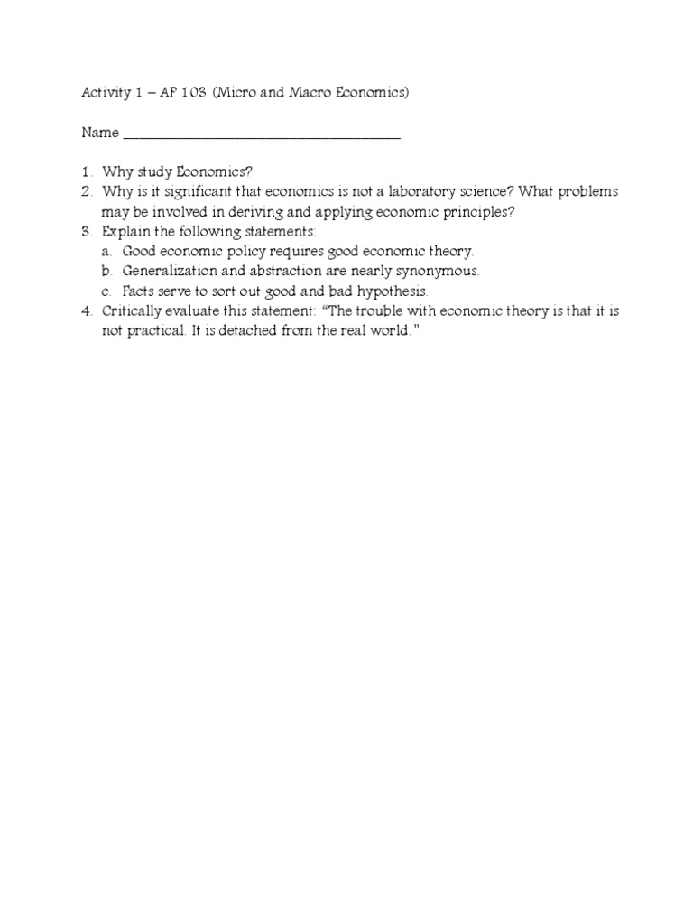 Ap 103 Economics Activities | PDF | Macroeconomics | Economics