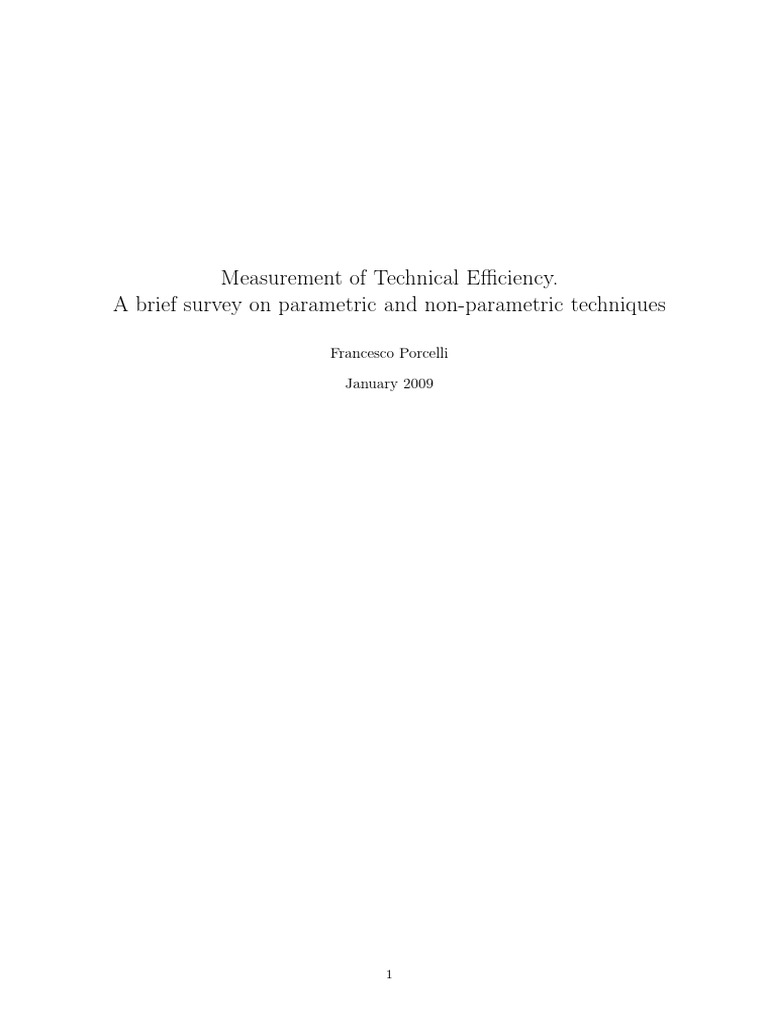 Measuring Technical Efficiency: A Brief Survey of Parametric and Non-Parametric Techniques | PDF ...