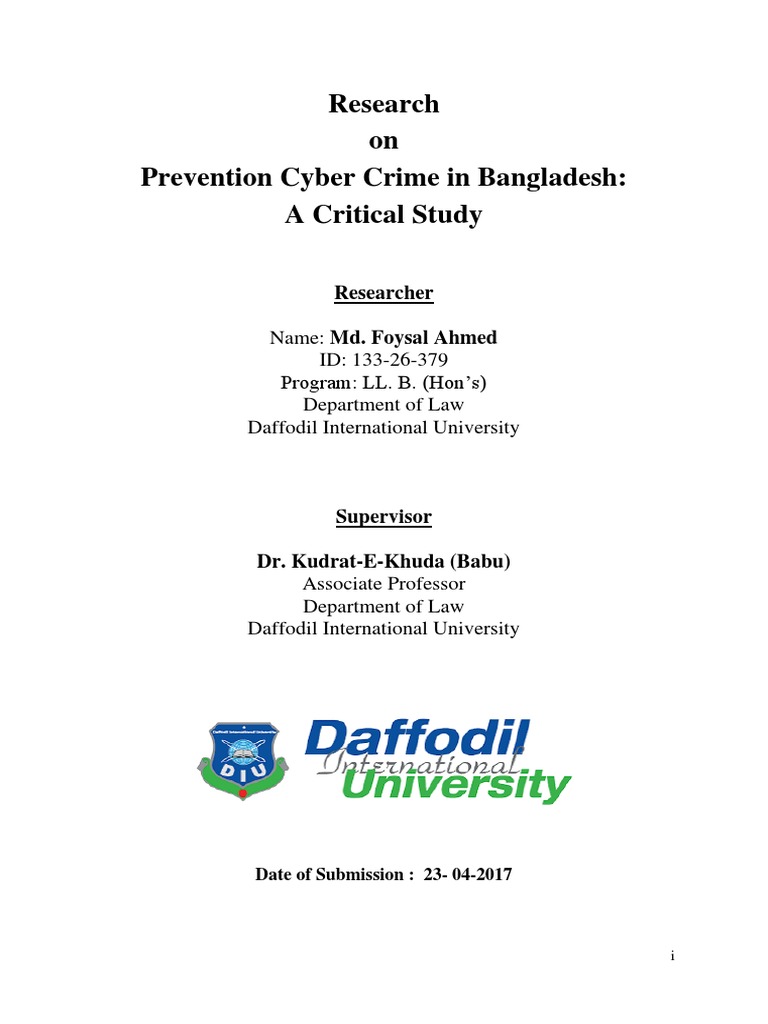 Prevention of Cyber Crime in Bangladesh Cover Page | PDF | Cybercrime ...