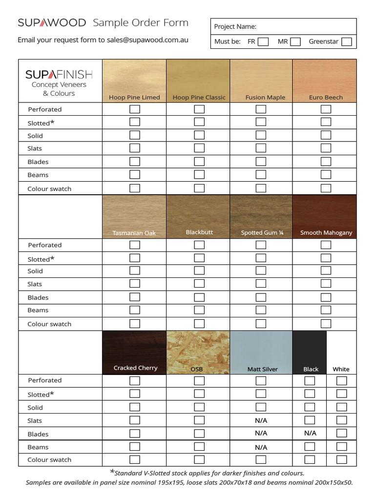 SUPAWOOD Sample Order Form | PDF | Trees | Nature