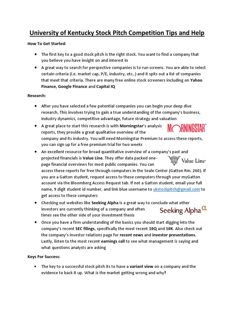 Stock Pitch Tips and Help | PDF | Stocks | Investor