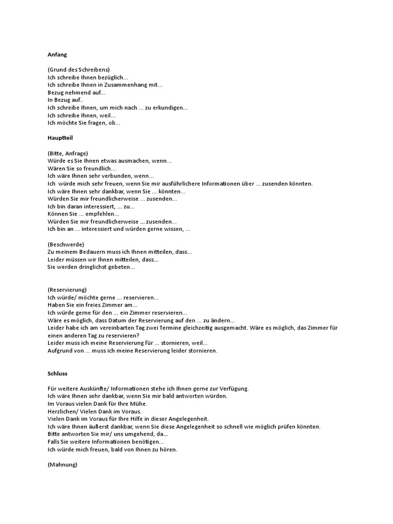 Redemittel Formeller Brief | PDF