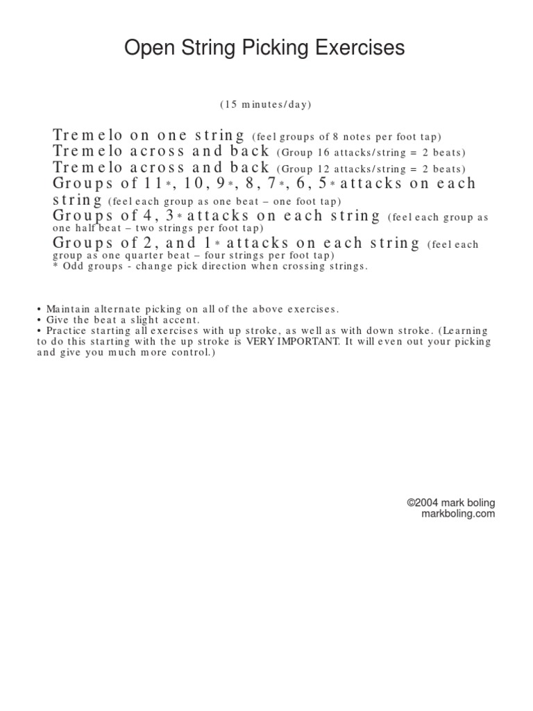 Open String Picking Exercises | PDF