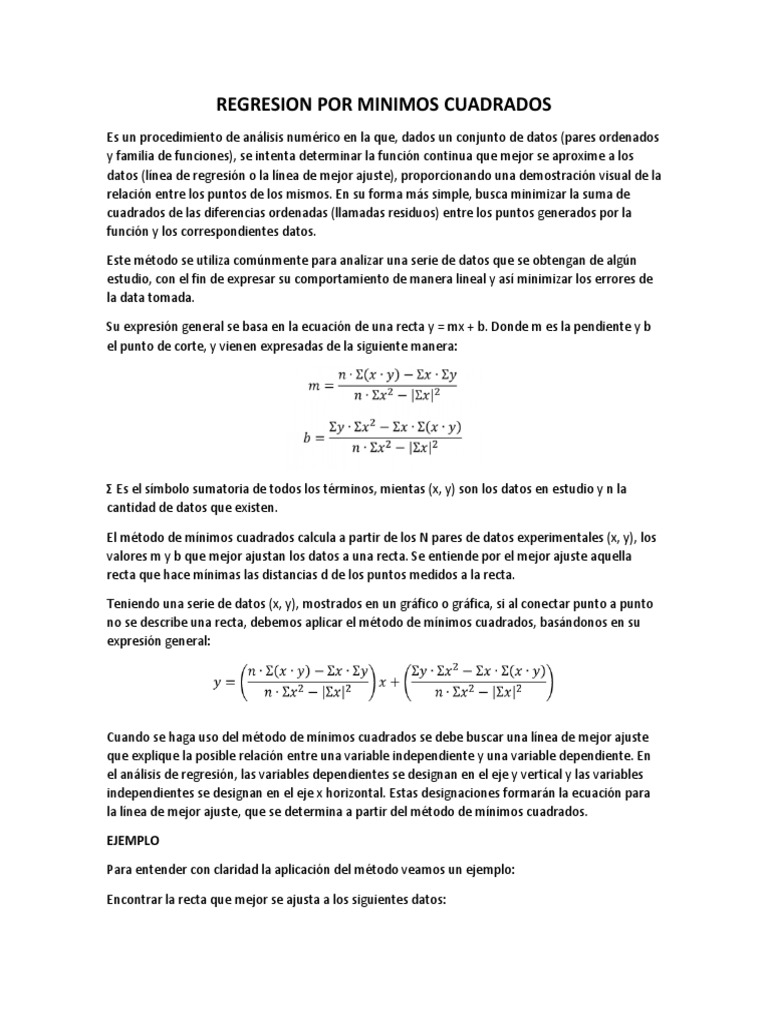 Regresion Por Minimos Cuadrados | PDF | Mínimos cuadrados | Análisis