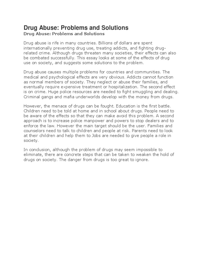 Solutions to Combat Drug Abuse | PDF