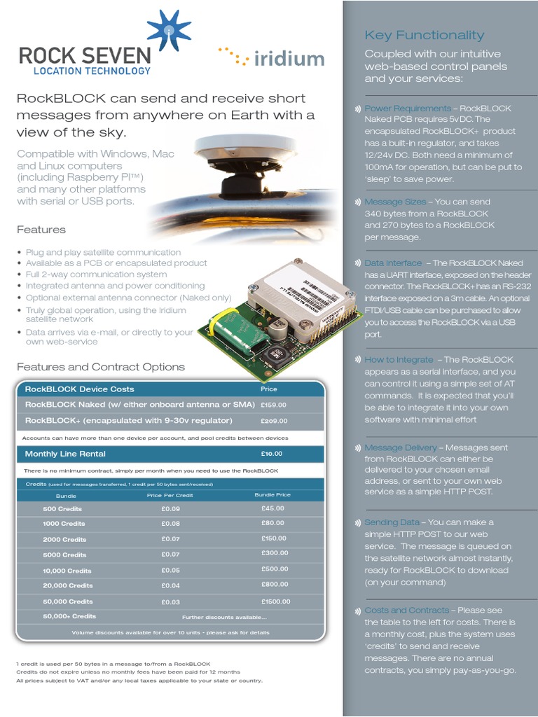 RockBLOCK Product Information Sheet | PDF | Electrical Connector ...