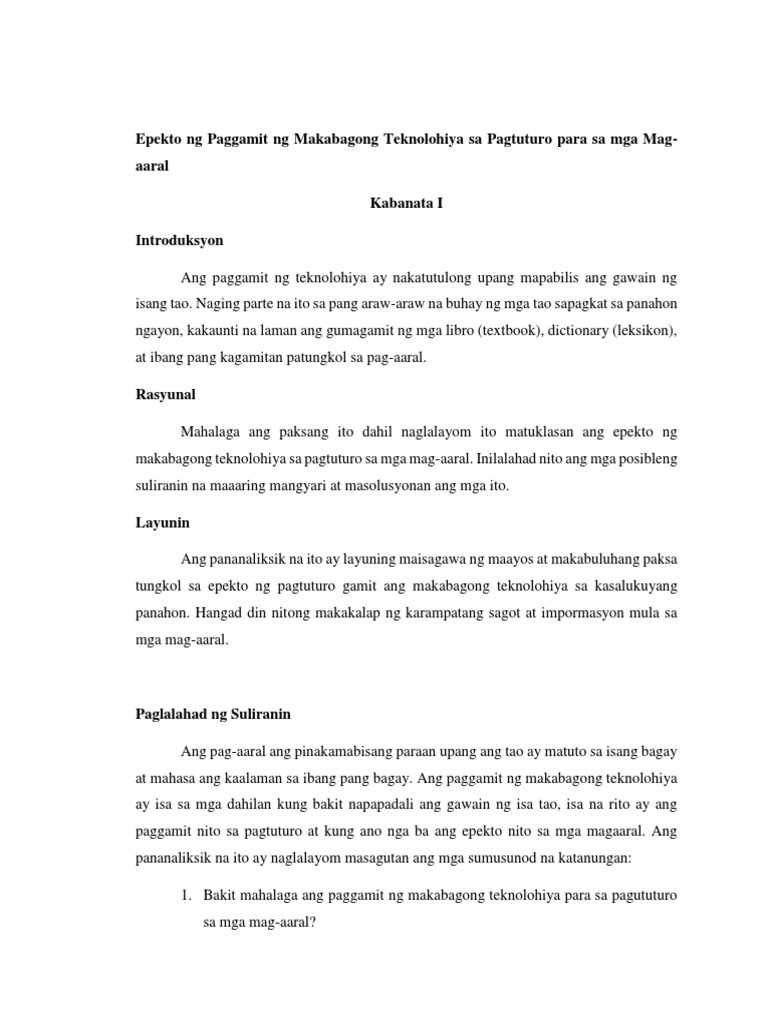 Thesis Sa Filipino Revised | PDF