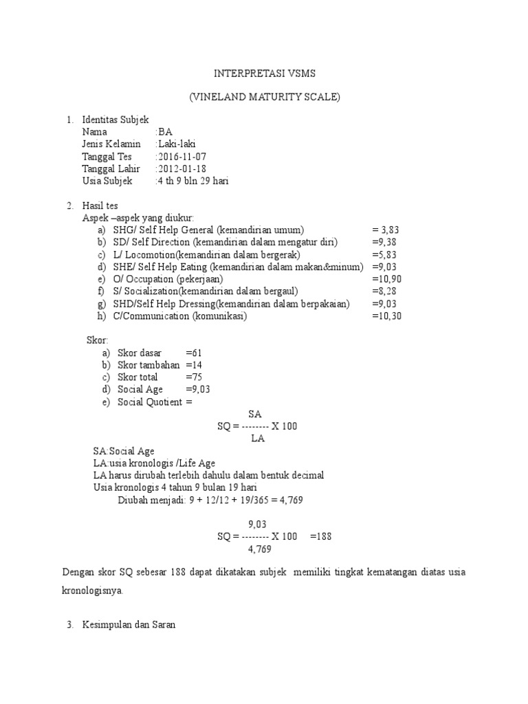 Interpretasi VSMS | PDF | Karier & Perkembangan