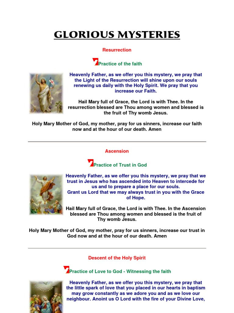 Glorious Mysteries | PDF | Rosary | Mary, Mother Of Jesus