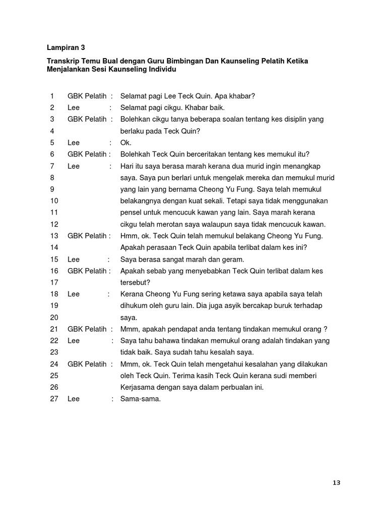 Transkrip Temu Bual | PDF