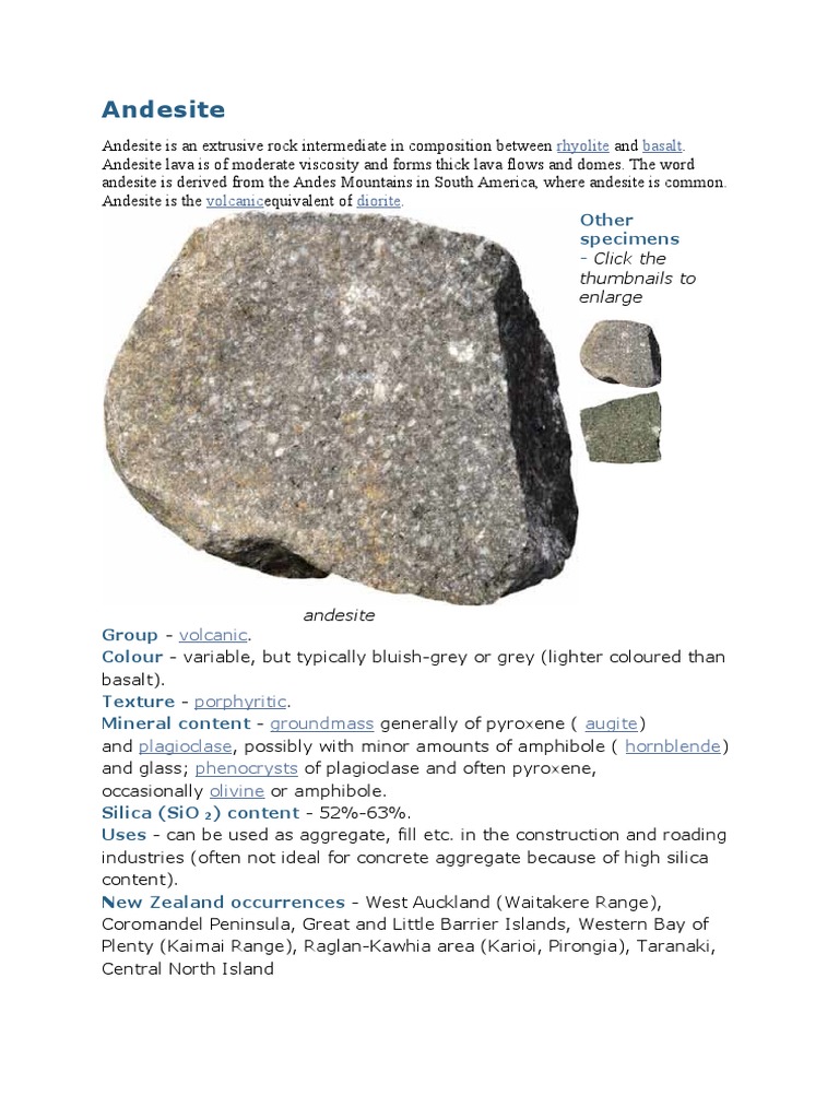Andesite: Rhyolite Basalt | PDF