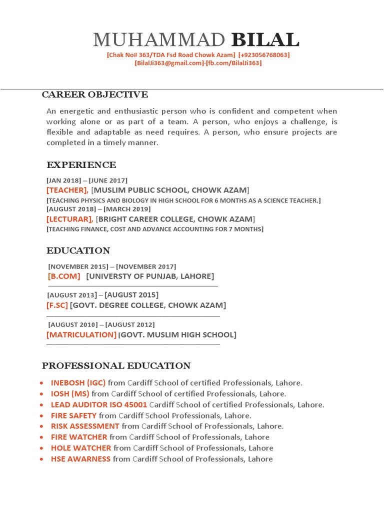CV Resume Sample For Fresher | PDF | Cognition | Learning