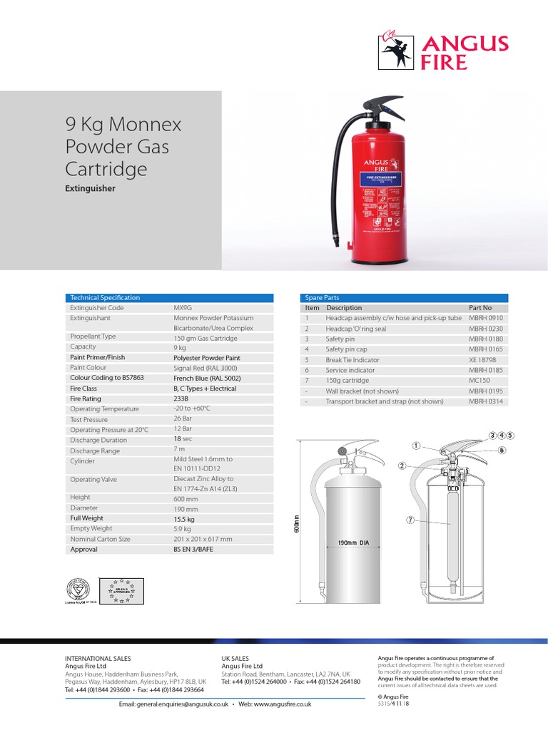MX9G 9Kg Monnex Powder Gas Cartridge | PDF | Cartridge (Firearms ...