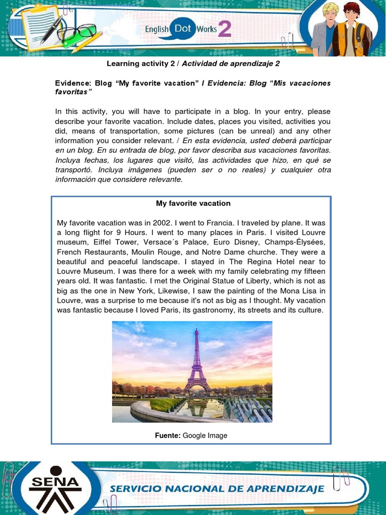 Evidence Blog My Favorite Vacation | PDF