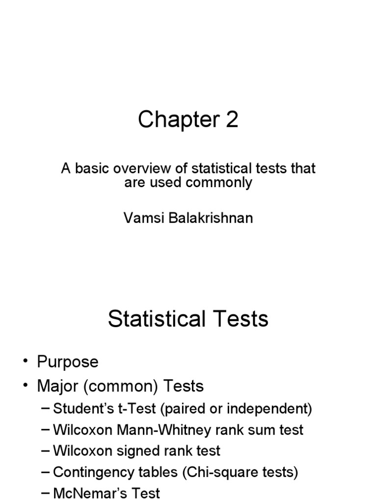 A Basic Overview of Statistical Tests That Are Used Commonly | Download ...