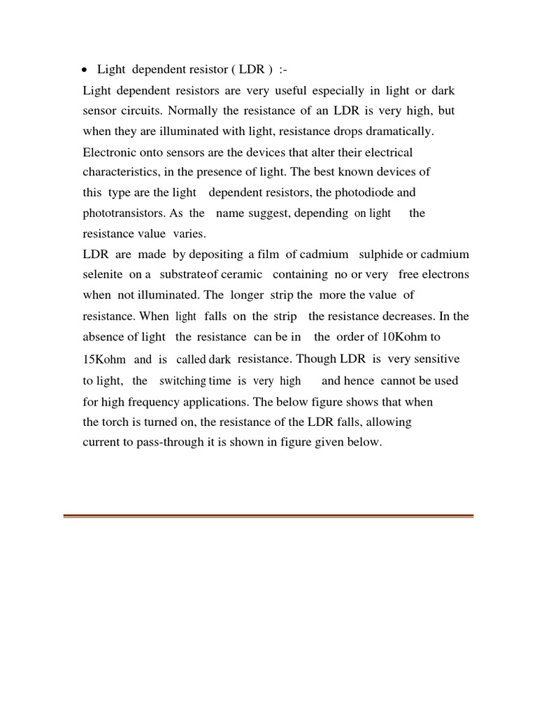 (LDR) Light Dependent Resistor | PDF