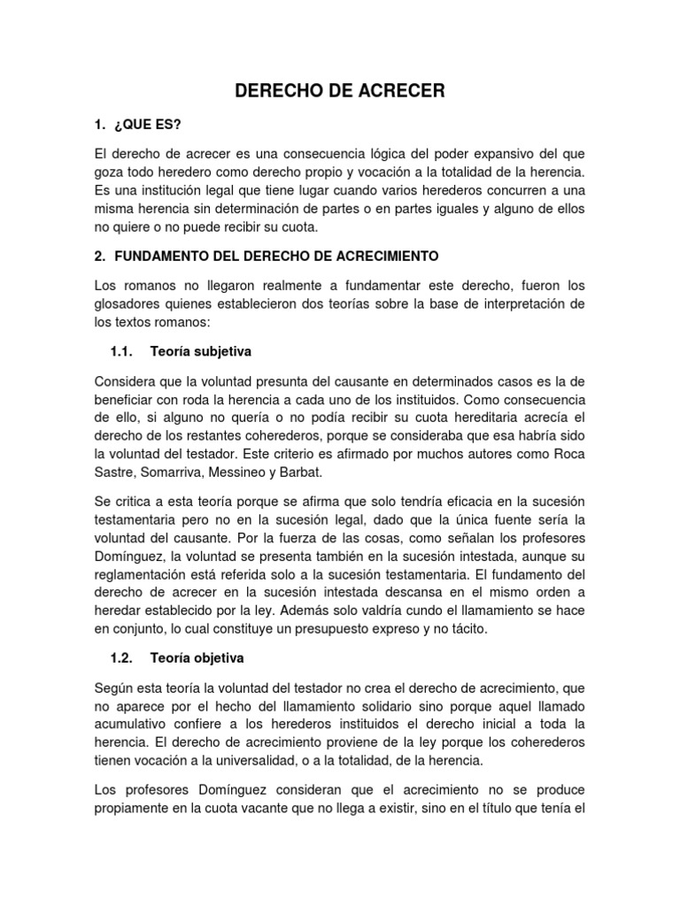 Derecho de Acrecer | PDF | Herencia | Legado