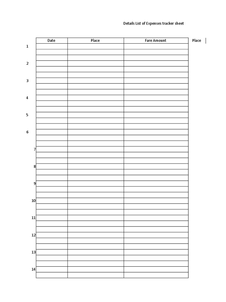 Expense Tracker Sheet Template | PDF