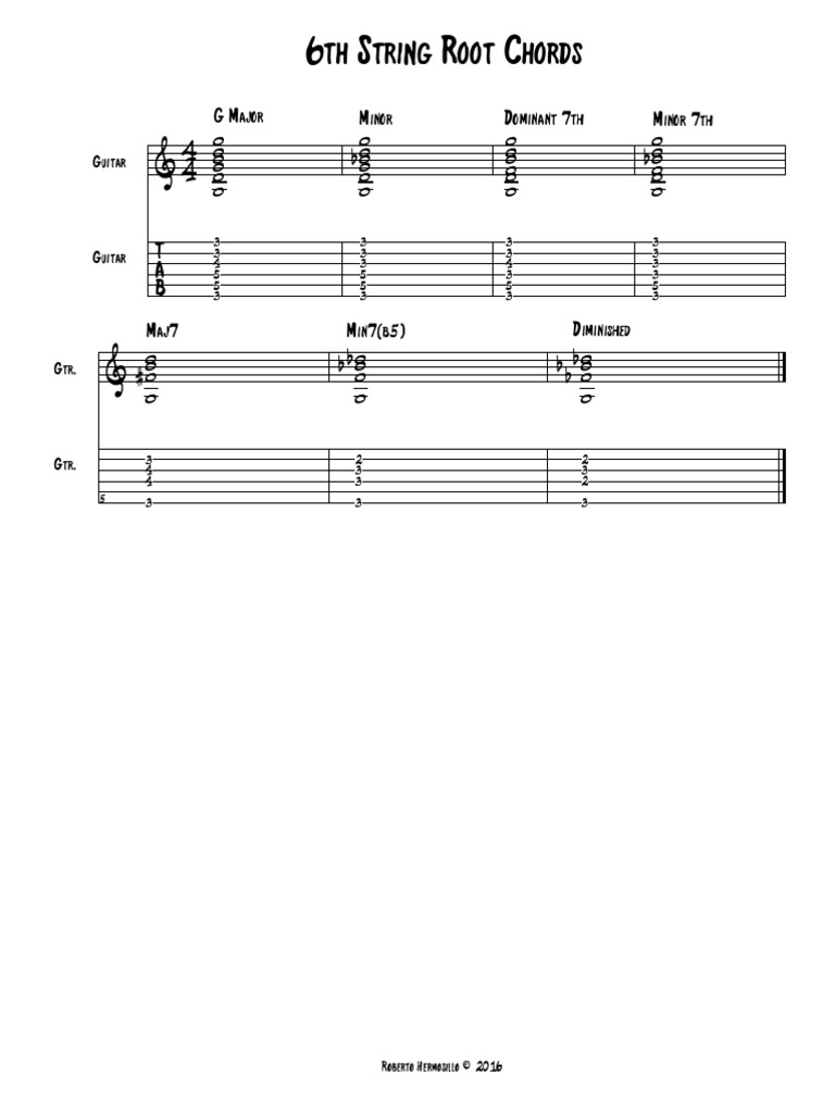 6th String Root Chords: & WWWW WW WWWW WW B WWWW WW WWWW WW B | PDF ...