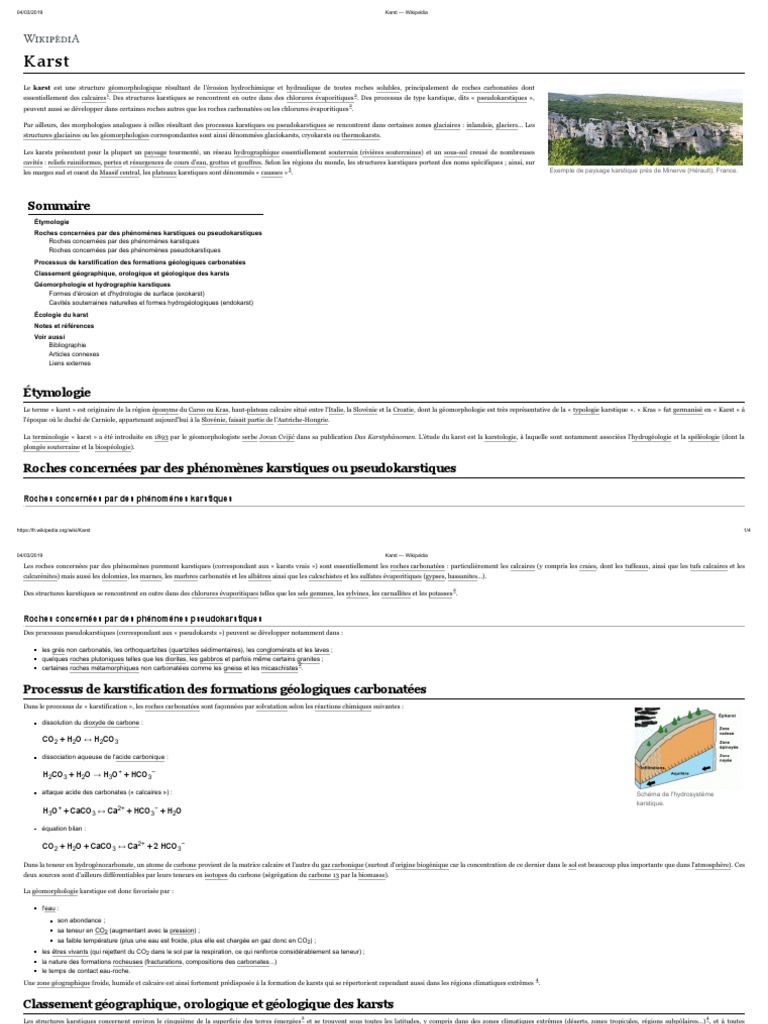 Karst | PDF | Sciences de la terre | Calcaire